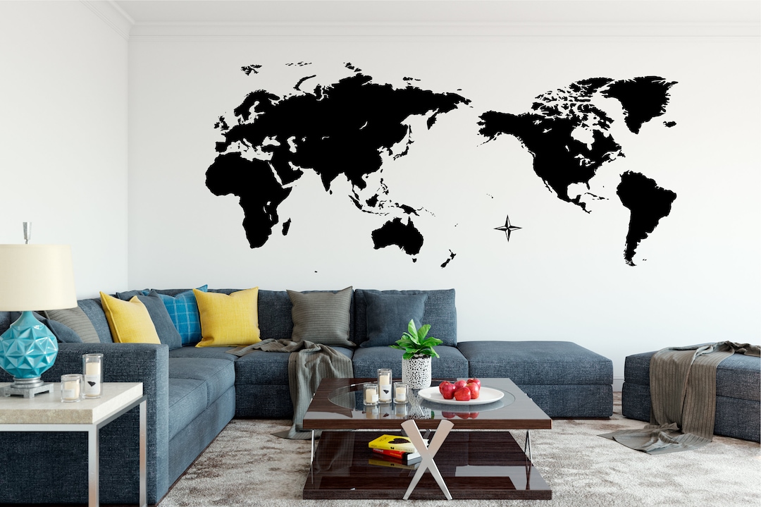 Mapa del mundo Calcomanía / pegatina de pared de vinilo de calidad ...