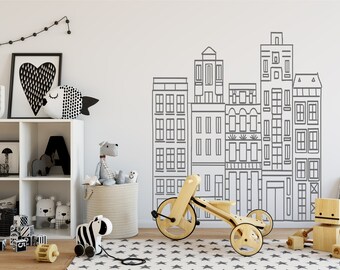 Cityscape Wall Decal | Etsy