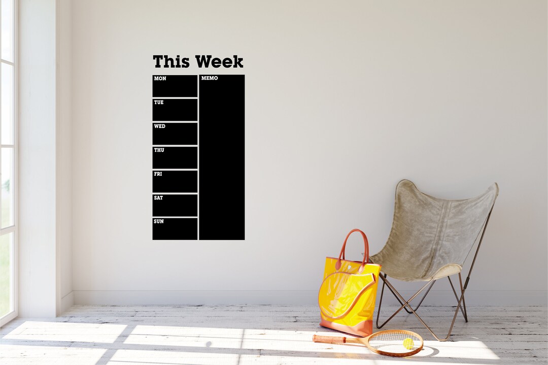 Weekly Planner Chalkboard Vinyl Decal - 31" High X 22" Wide - Etsy