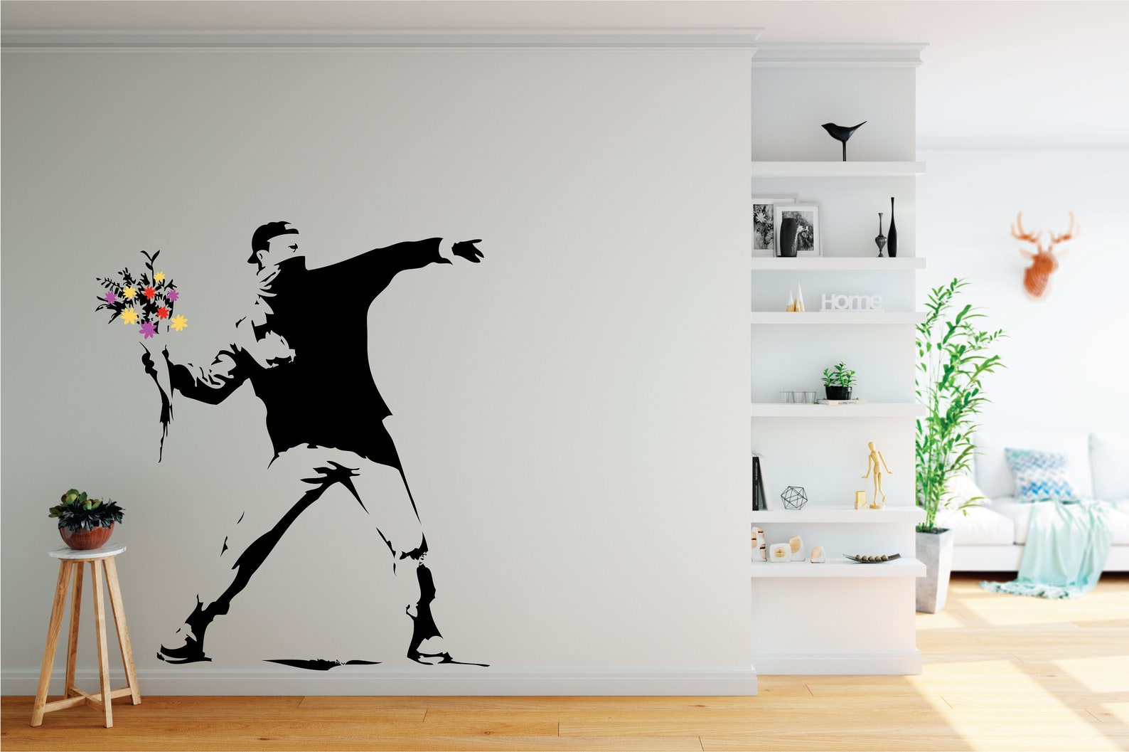 Banksy Rage - Flower Thrower - Quality Handmade Wall Decal/sticker - Etsy