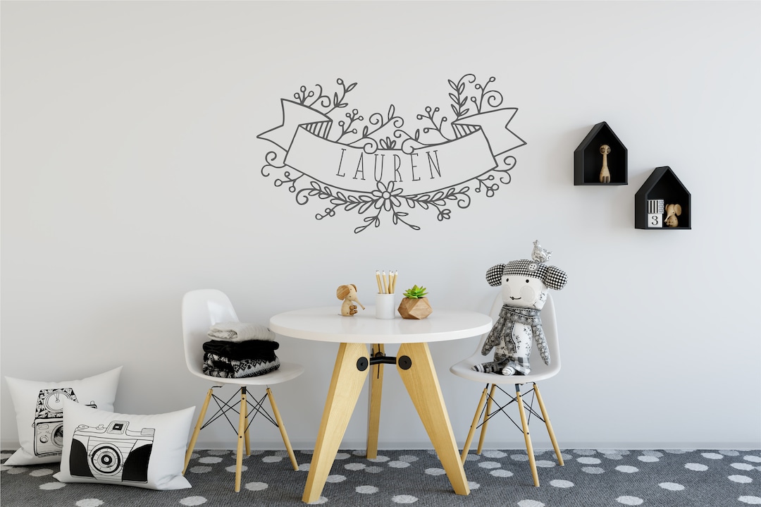 Floral Banner Personalised - Quality Handmade Vinyl Wall Decal/sticker ...