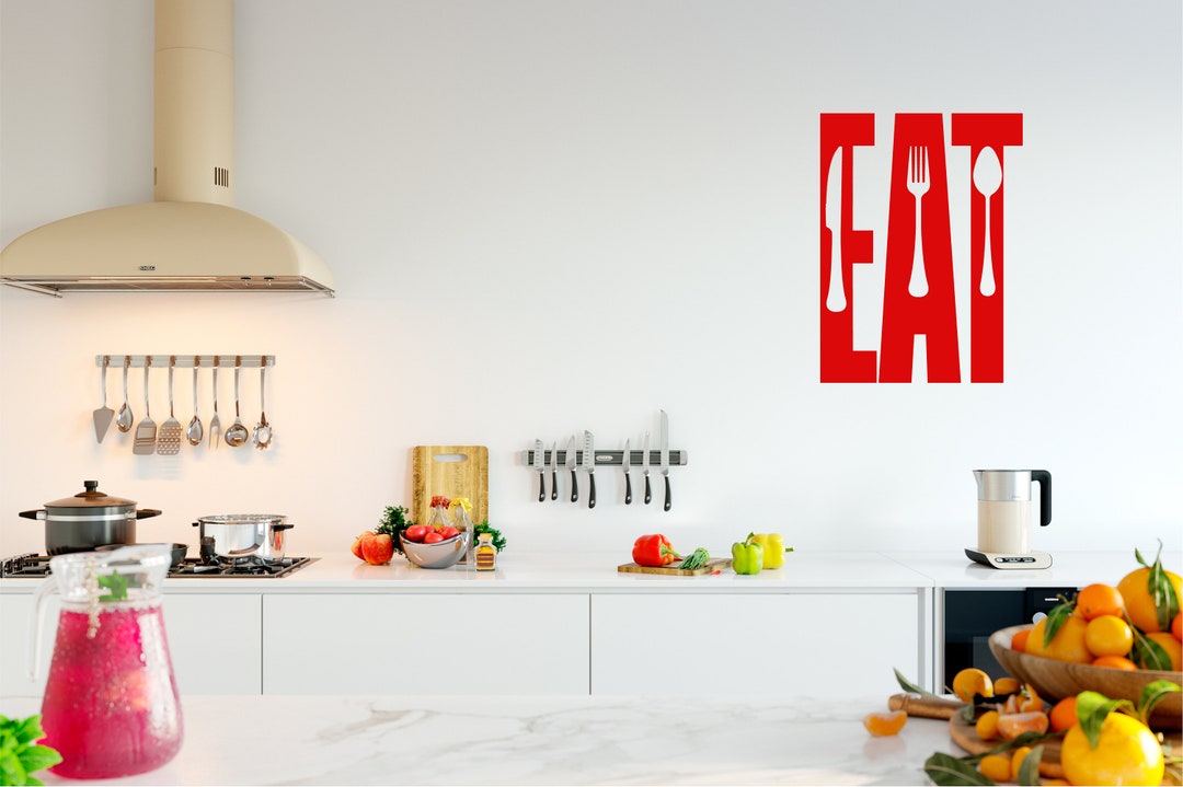 Eat With Cutlery - Quality Vinyl Kitchen Wall Decal/sticker - Etsy