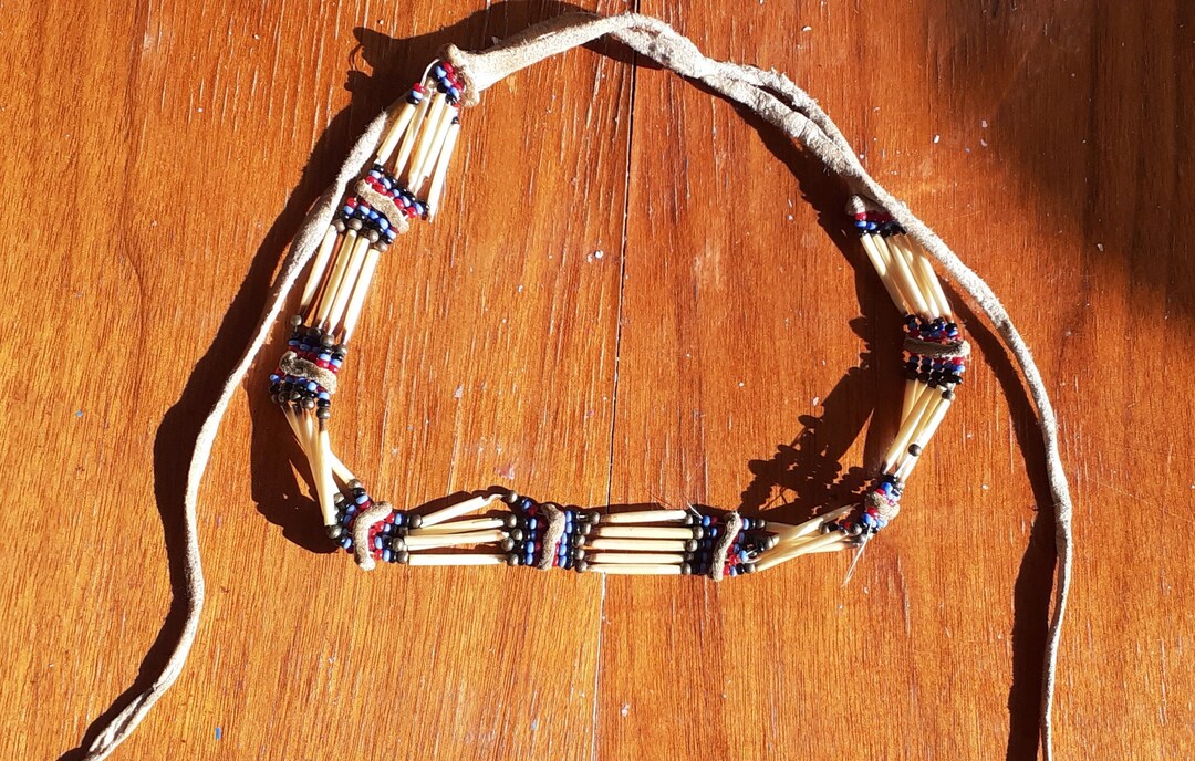 Native American Handmade Porcupine Quill and Bead Necklace - Etsy