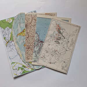 Vintage Map Pieces * 15 Pieces * Junk Journal Ephemera * Vintage Maps ...