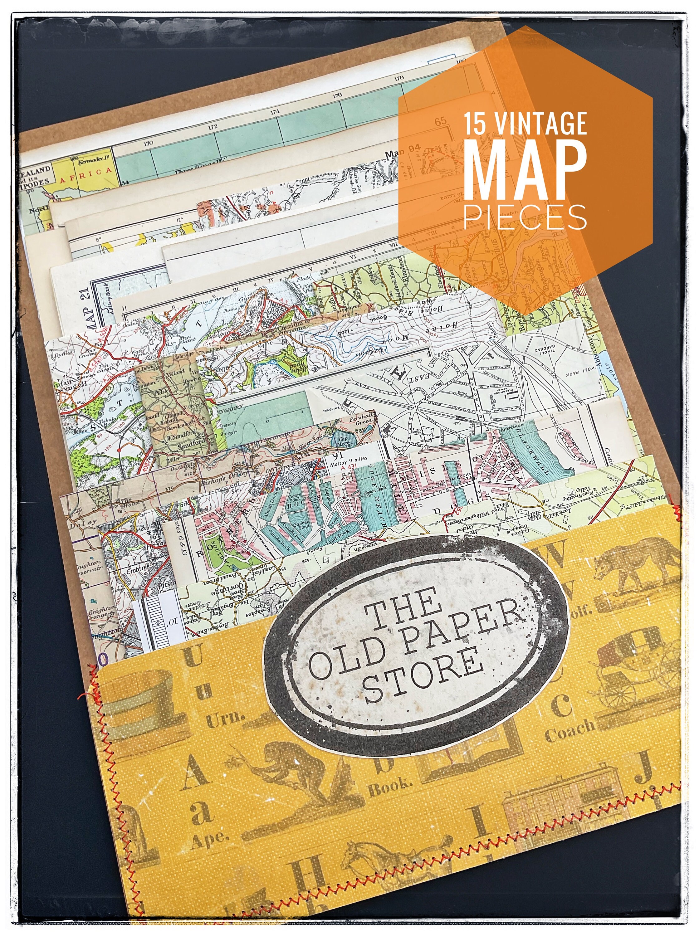Vintage Map Pieces 15 Pieces Junk Journal Ephemera - Etsy