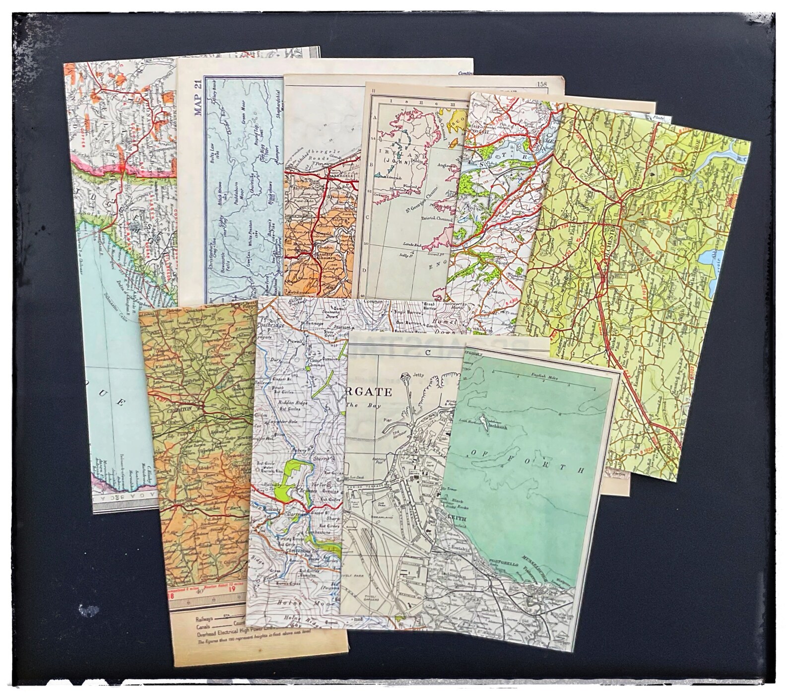 Vintage Map Pieces 15 Pieces Junk Journal Ephemera - Etsy