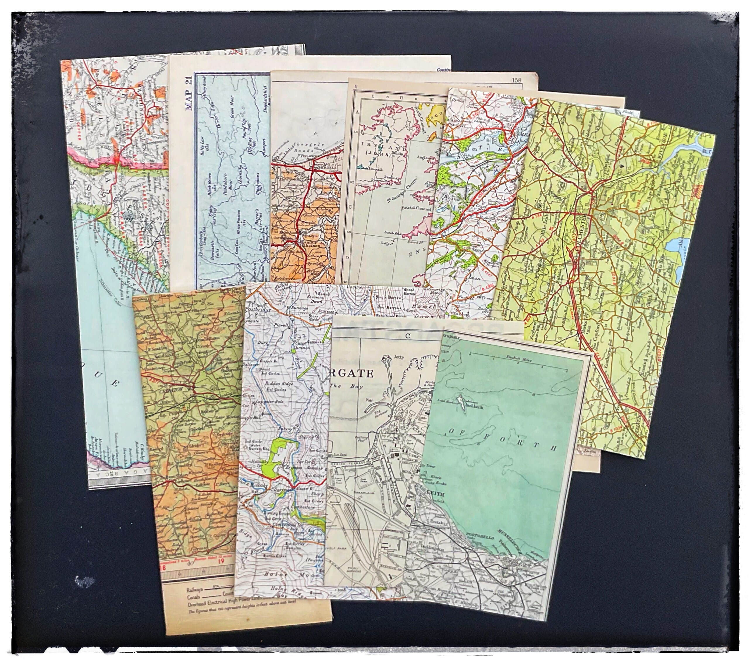 Vintage Map Pieces 15 Pieces Junk Journal Ephemera - Etsy