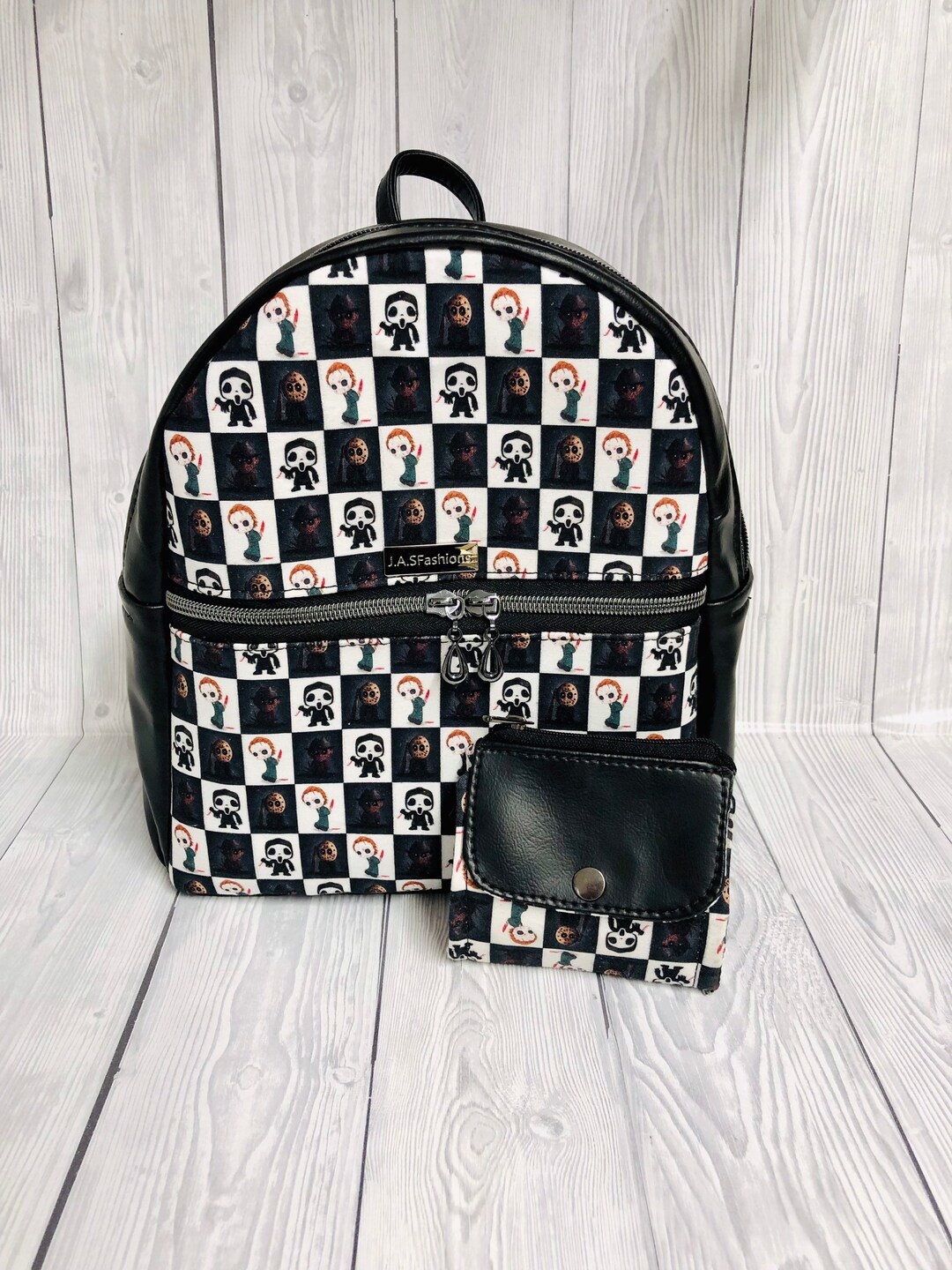 Scary Fabric Mini Backpack, Rucksack and Matching Coin Card Purse - Etsy