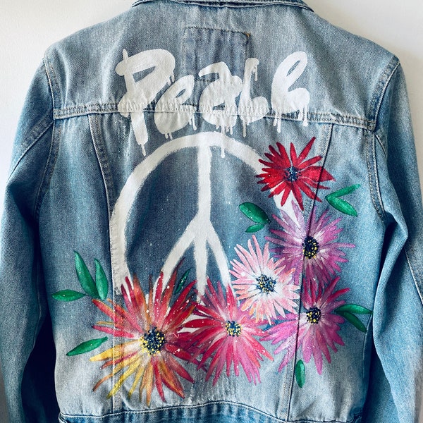 Painted Jean Jacket - Etsy
