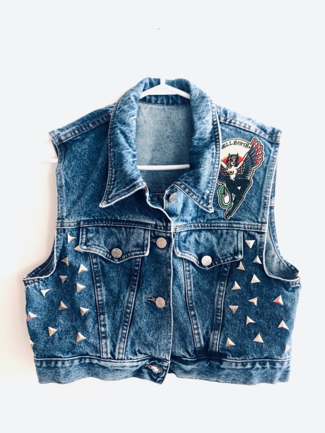 Customizable Hand Painted Women's Denim Vest Rolling Stones - Etsy