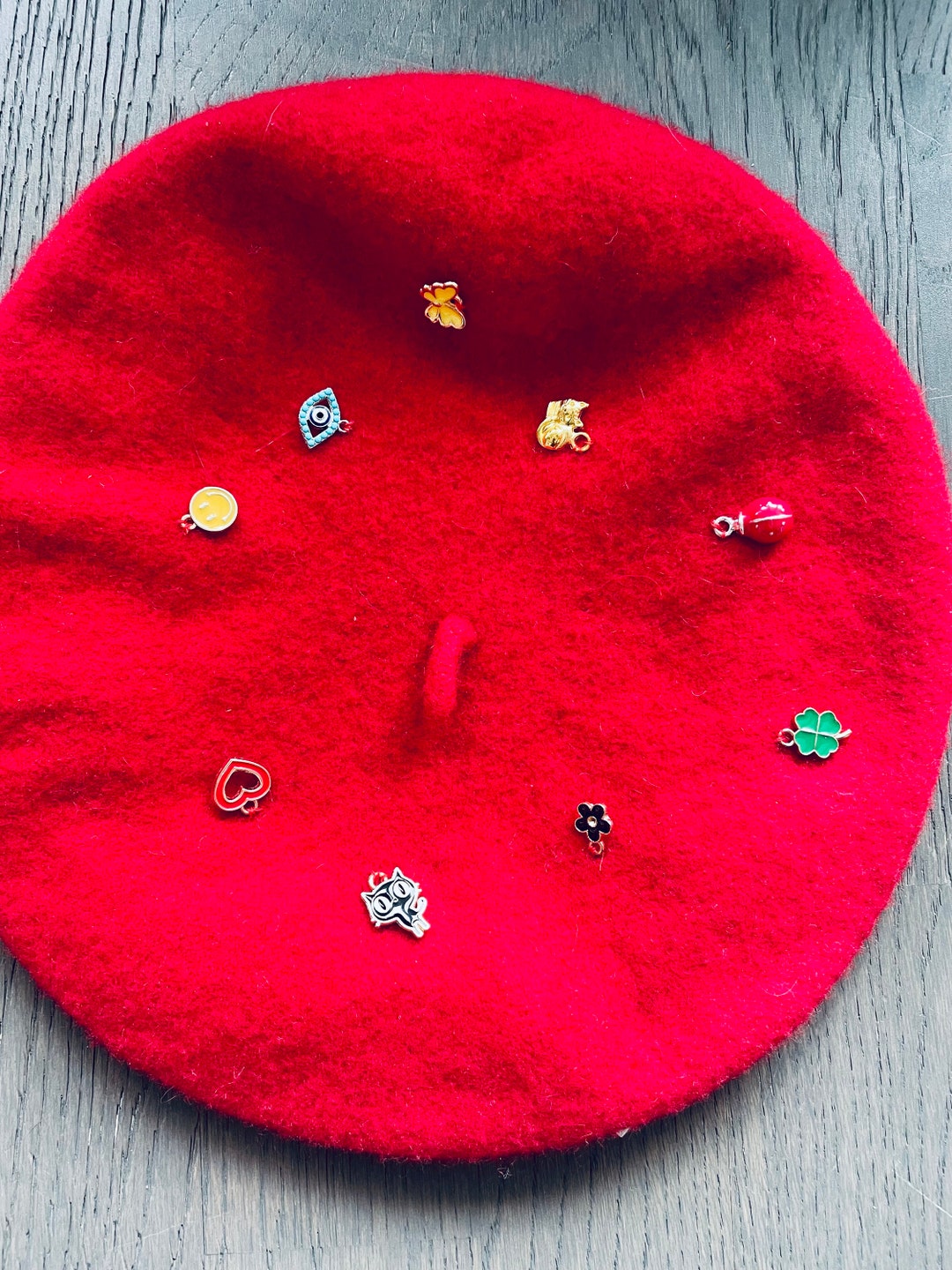 Good Luck Vintage Beret With Charms Cherry Red - Etsy