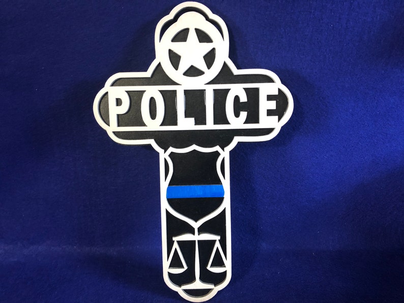 Cross Police Wood Law Enforcement Blue Line Officer - Etsy
