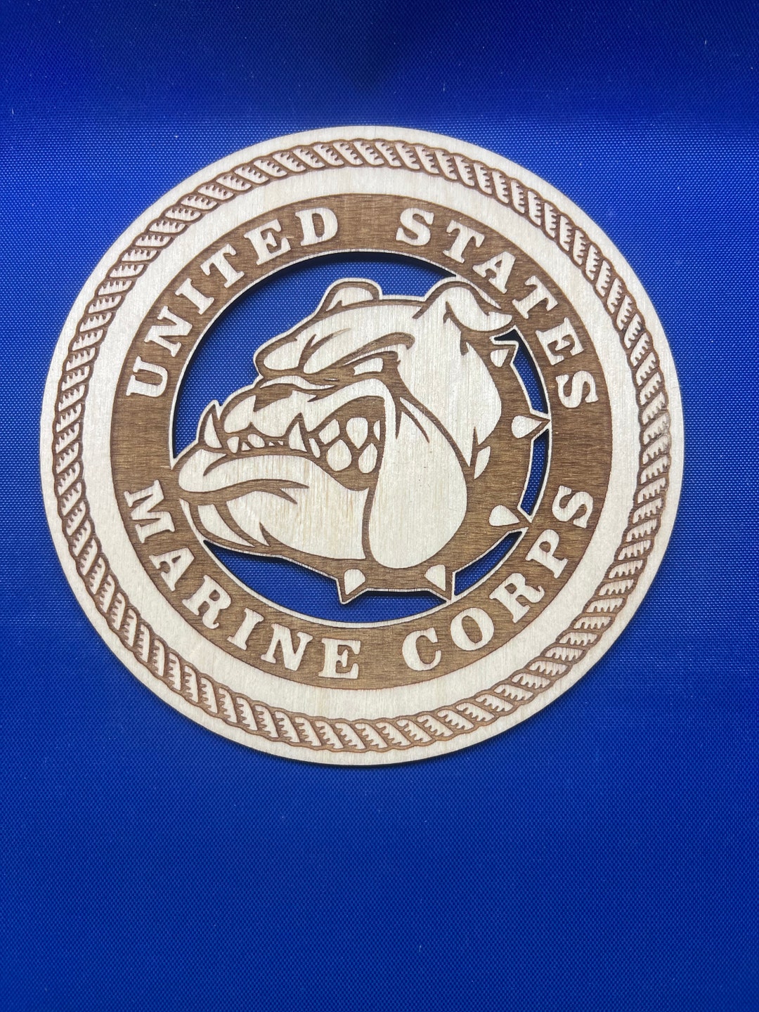 USMC Devil Dog Laser Engraved Wood Display Plaque Cutout Marine Corps ...