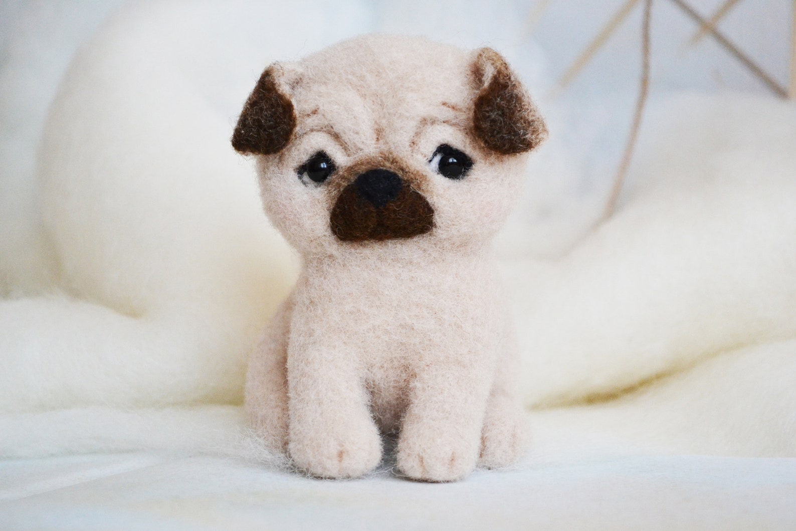 Needle felted pug Blythe pet for pug lovers | Etsy
