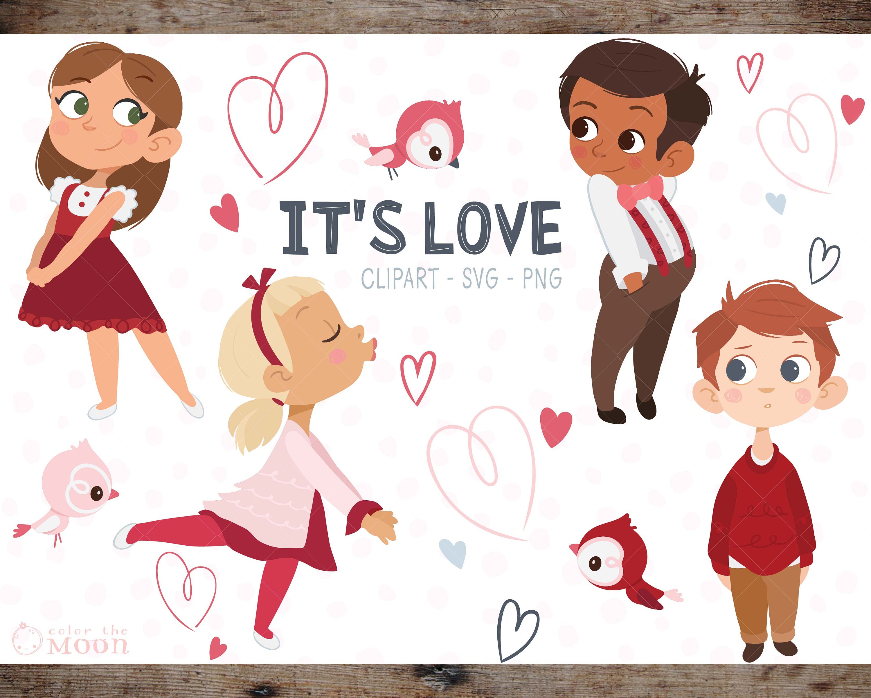 It's Love Clipart, Valentine Vector Graphics, Valentine's Day Digital ...
