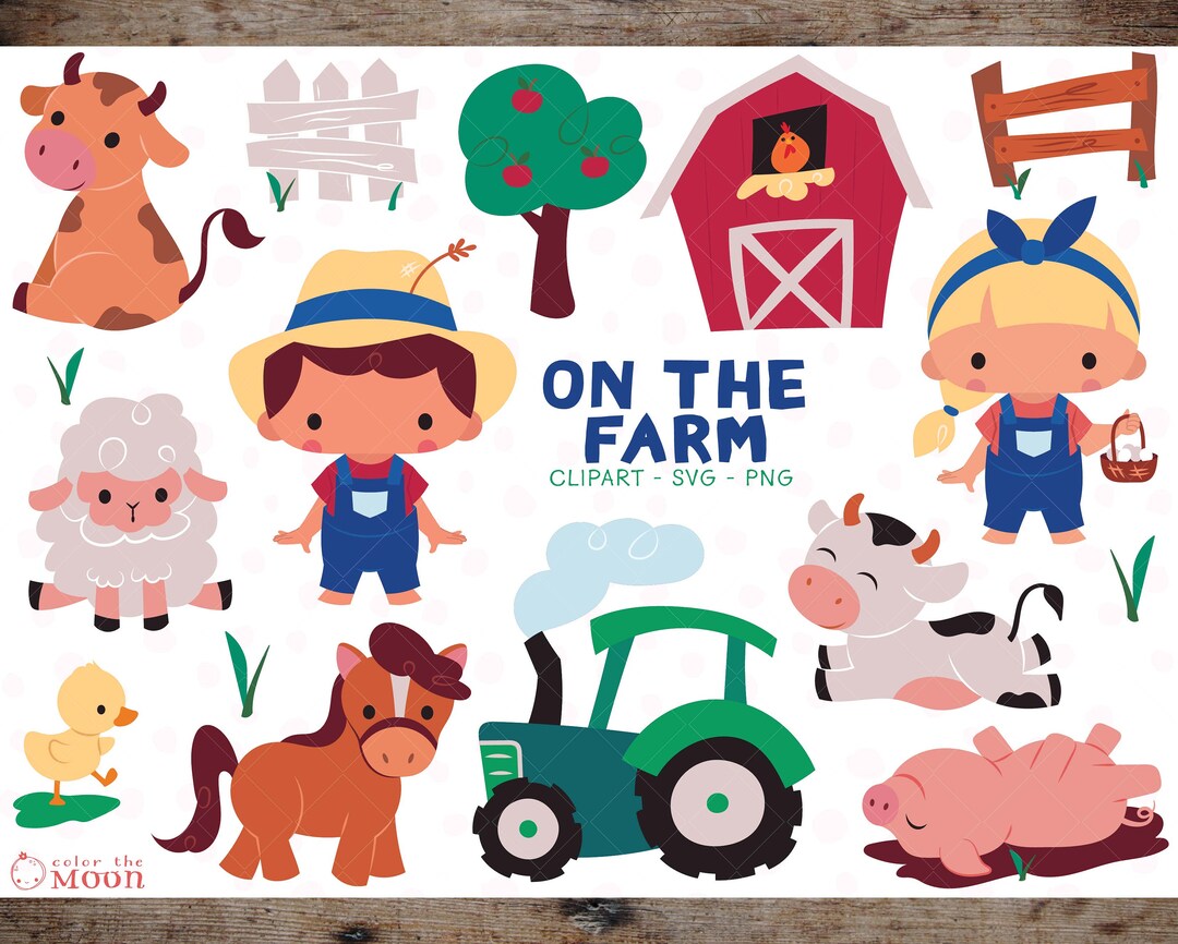 On the Farm Clipart, SVG, Farmer Vector Graphics, Farm Digital Clip Art ...