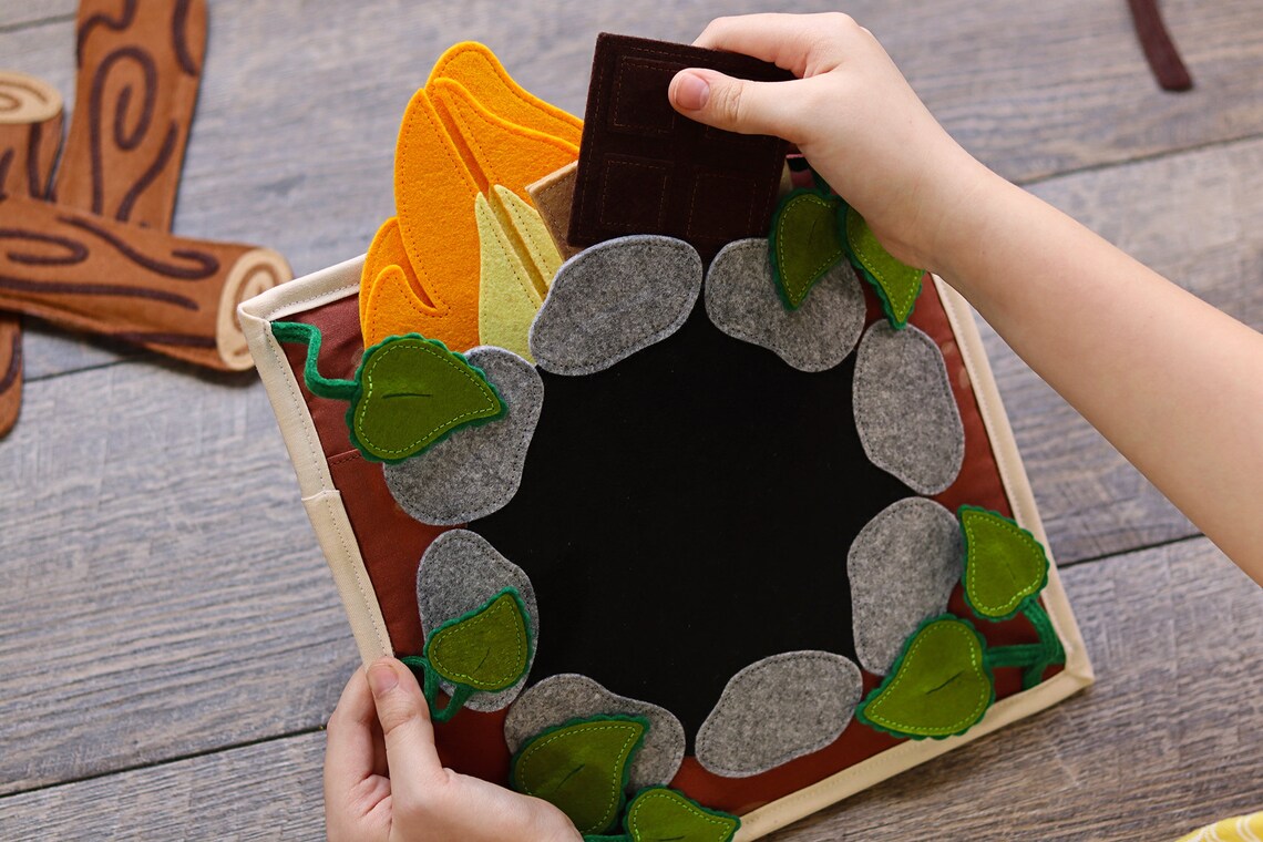 Campfire and S'mores Quiet Book Page - PATTERN & TUTORIAL - Etsy