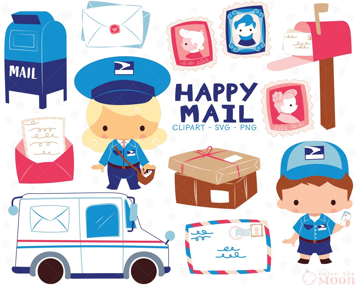 Happy Mail Clipart, SVG, Postage Vector Graphics, Post Office Digital ...