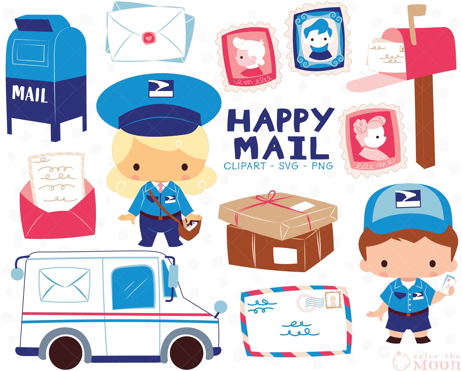 Happy Mail Clipart, SVG, Postage Vector Graphics, Post Office Digital ...