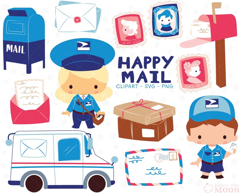 Happy Mail Clipart, SVG, Postage Vector Graphics, Post Office Digital ...