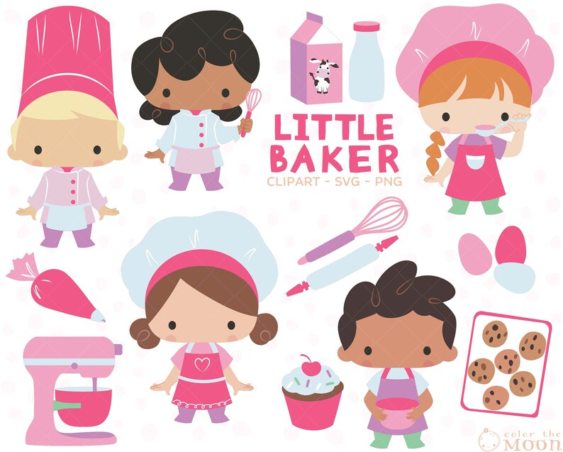 Little Baker Clipart, SVG, Bakery Vector Graphics, Baking Digital Clip ...