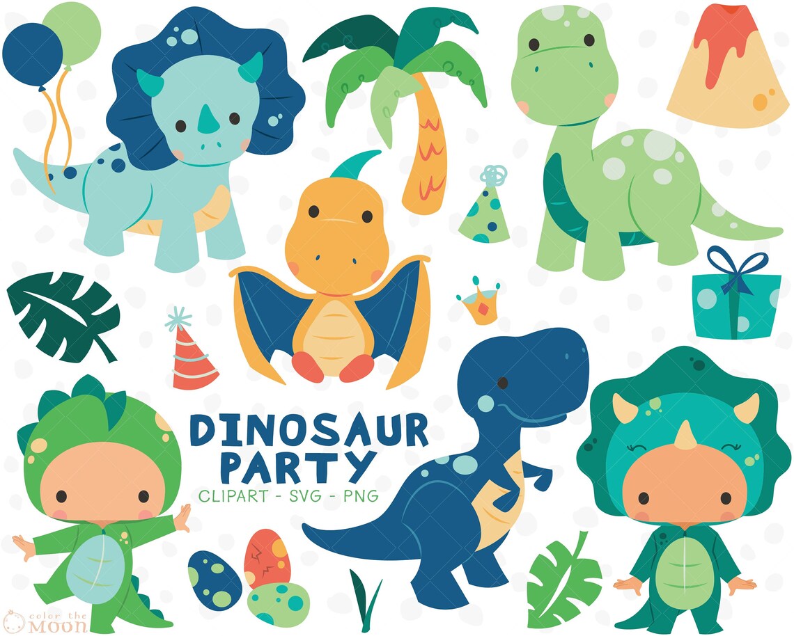 Dinosaur Party Clipart, SVG, Dino Vector Graphics, Dinosaur Digital ...