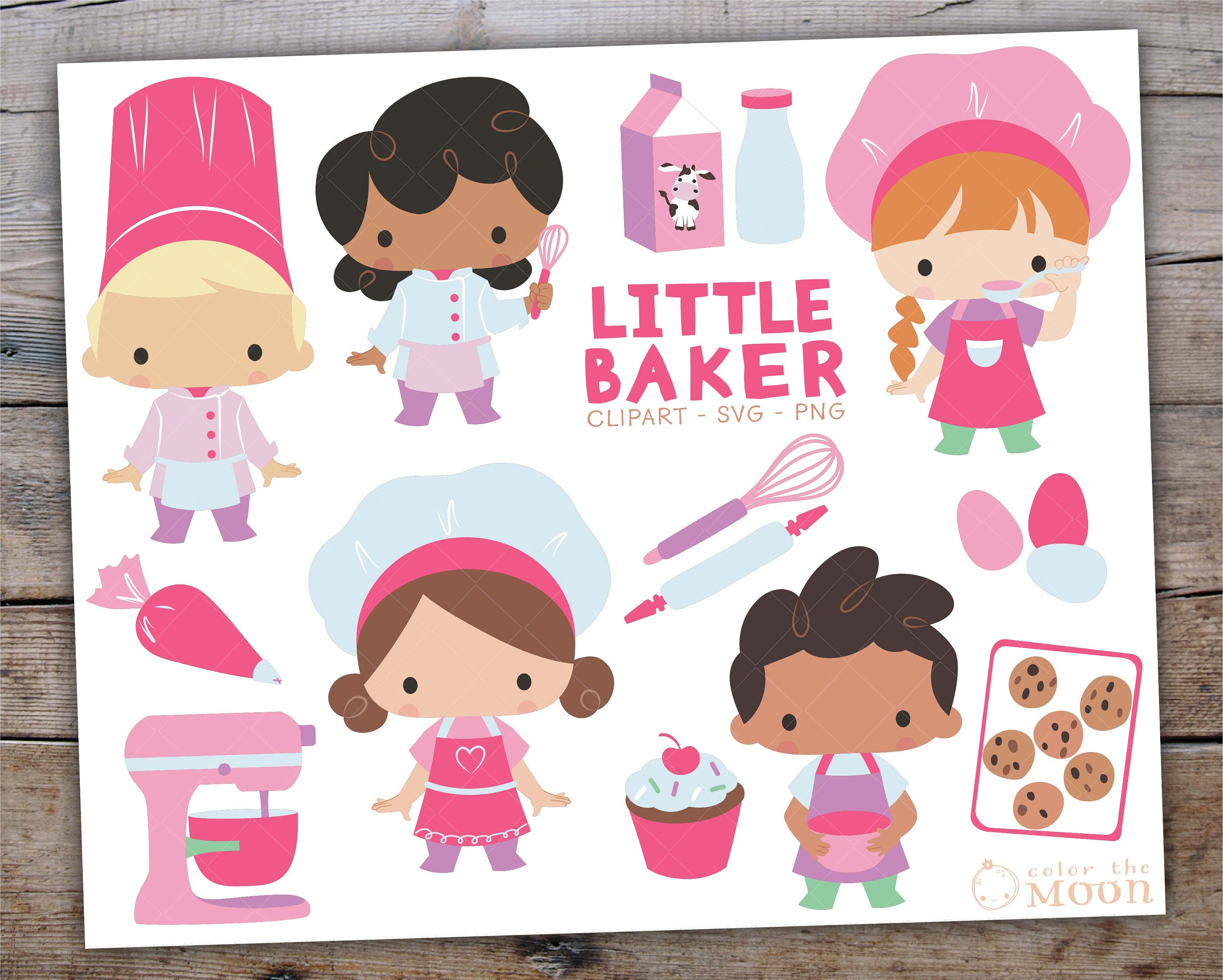 Little Baker Clipart SVG Bakery Vector Graphics Baking | Etsy
