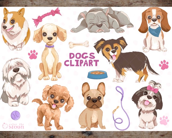 Dogs Clipart Puppy Digital Graphics Dog Digital Clip Art | Etsy