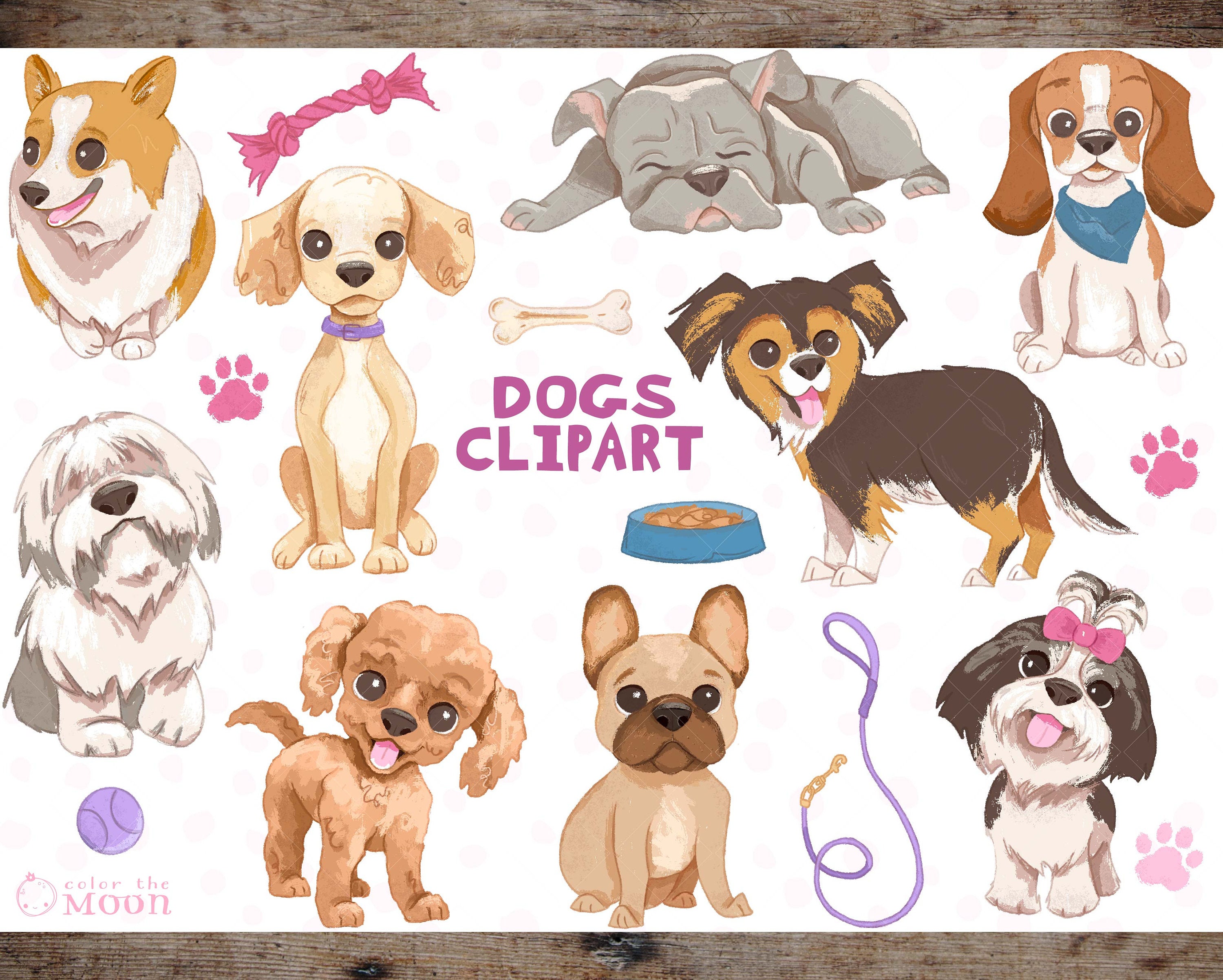 Dogs Clipart, Puppy Digital Graphics, Dog Digital Clip Art, Dogs ...
