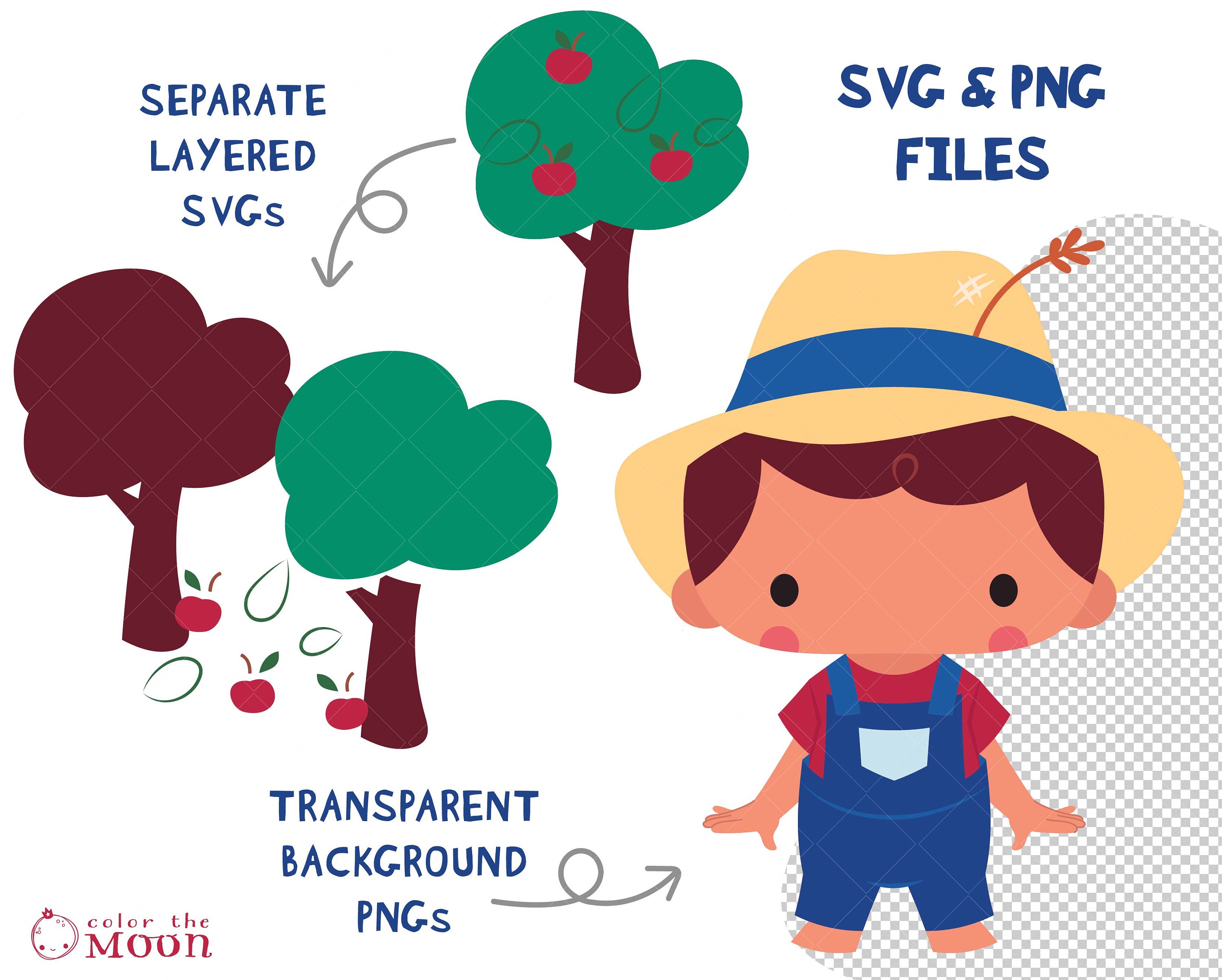 On the Farm Clipart, SVG, Farmer Vector Graphics, Farm Digital Clip Art ...