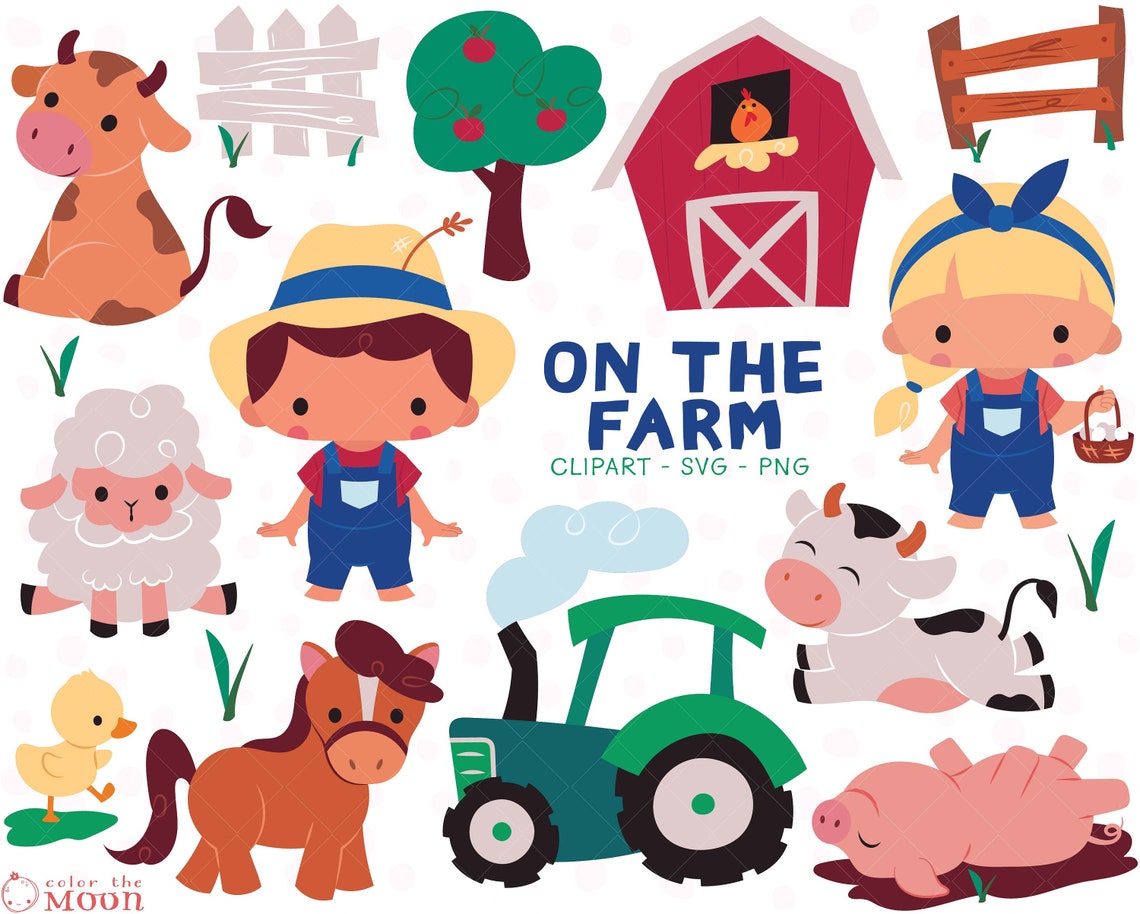On the Farm Clipart, SVG, Farmer Vector Graphics, Farm Digital Clip Art ...