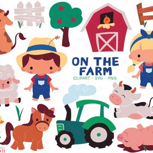On the Farm Clipart, SVG, Farmer Vector Graphics, Farm Digital Clip Art ...