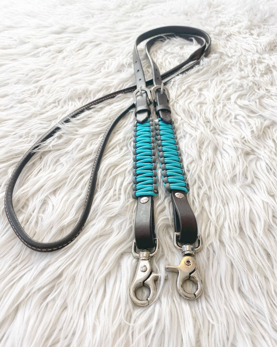 Barrel Reins, Leather and Paracord Horse Reins, English Reins, Loop ...