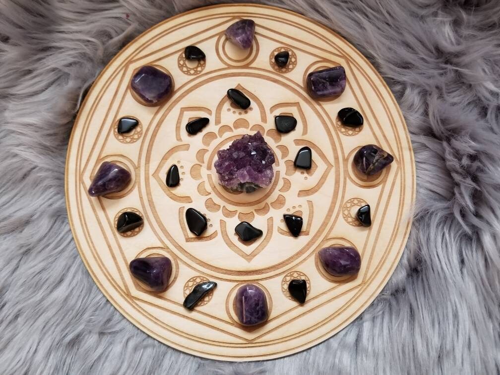 Om Mandela Moon Phase Crystal Grid | Etsy