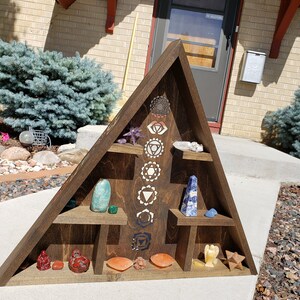 Chakra Triangle Shelf, Chakra Wall Art, Geometric Shelf, Chakra ...