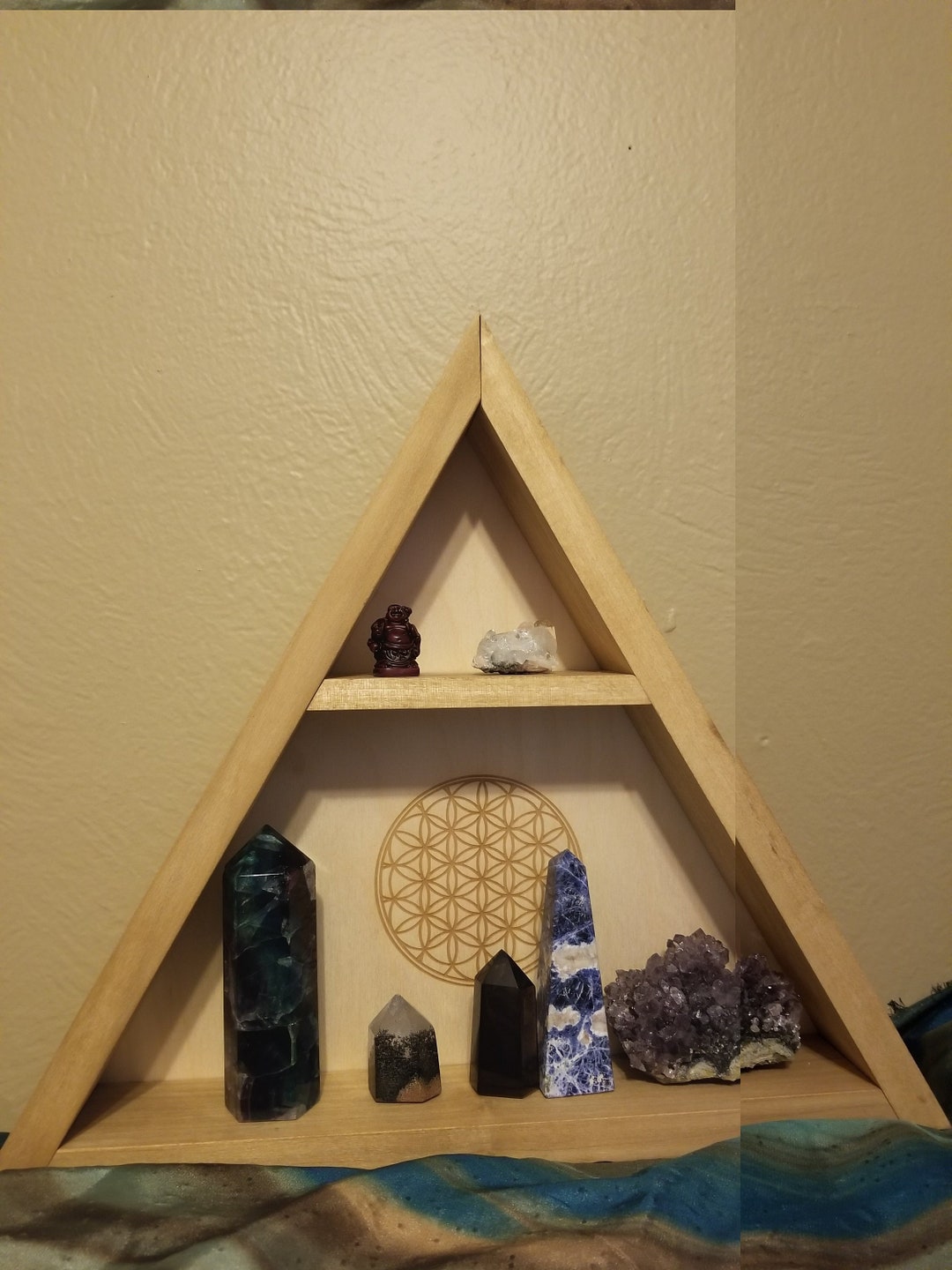 12" Flower of Life Triangle Shelf - Etsy