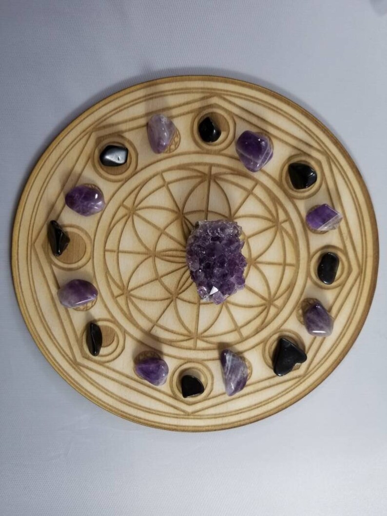 Seed of Life Moon Phase Crystal Grid - Etsy