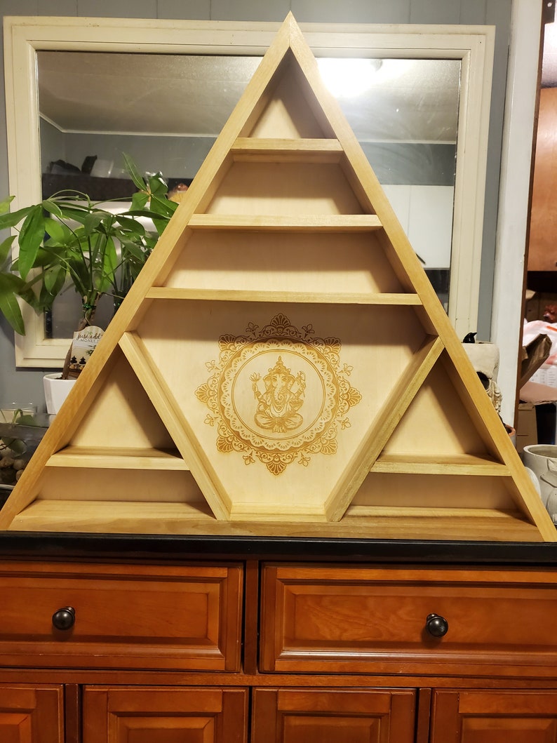 Ganesha Elephant Triangle Wooden Crystal Display Shelf - Etsy