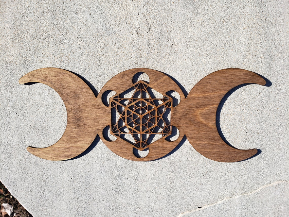 Triple Moon Crystal Grid With Metatron's Cube - Etsy
