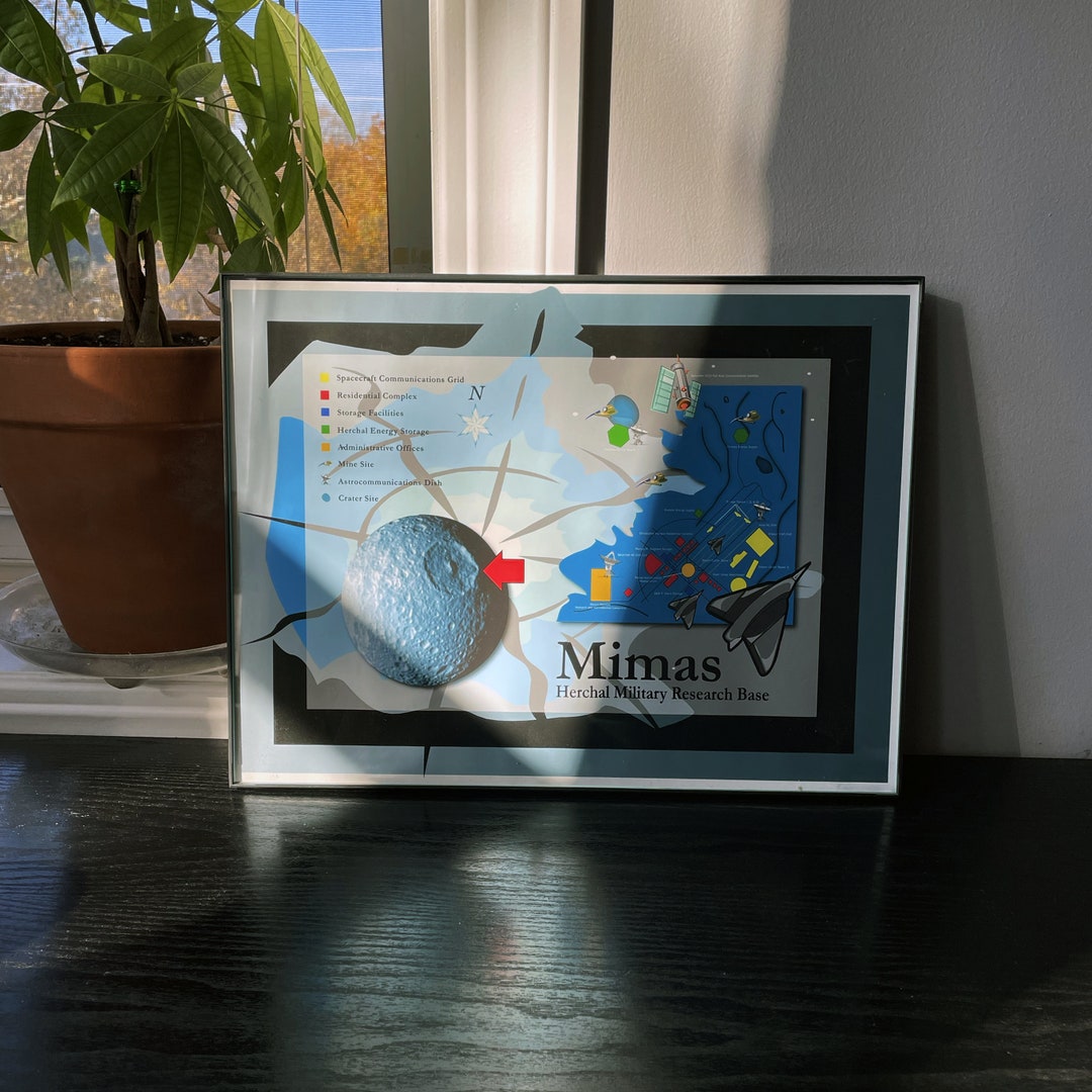 Map of Mimas Framed Poster | Space Exploration - Etsy