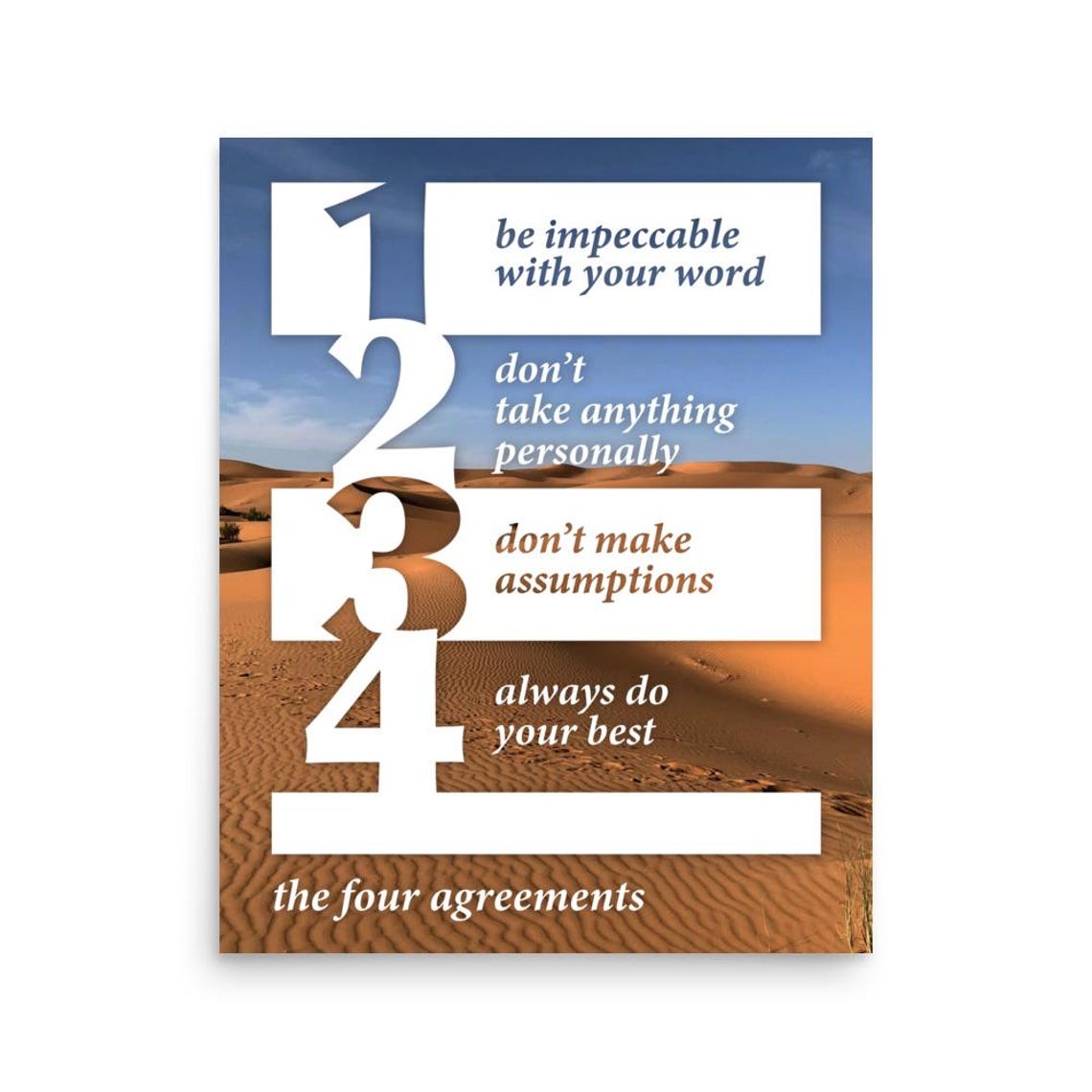 Sahara Desert Four Agreements Poster | 4 Agreements | Toltec Wisdom ...