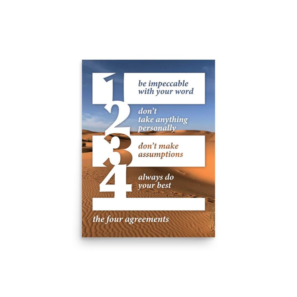Sahara Desert Four Agreements Poster | 4 Agreements | Toltec Wisdom ...