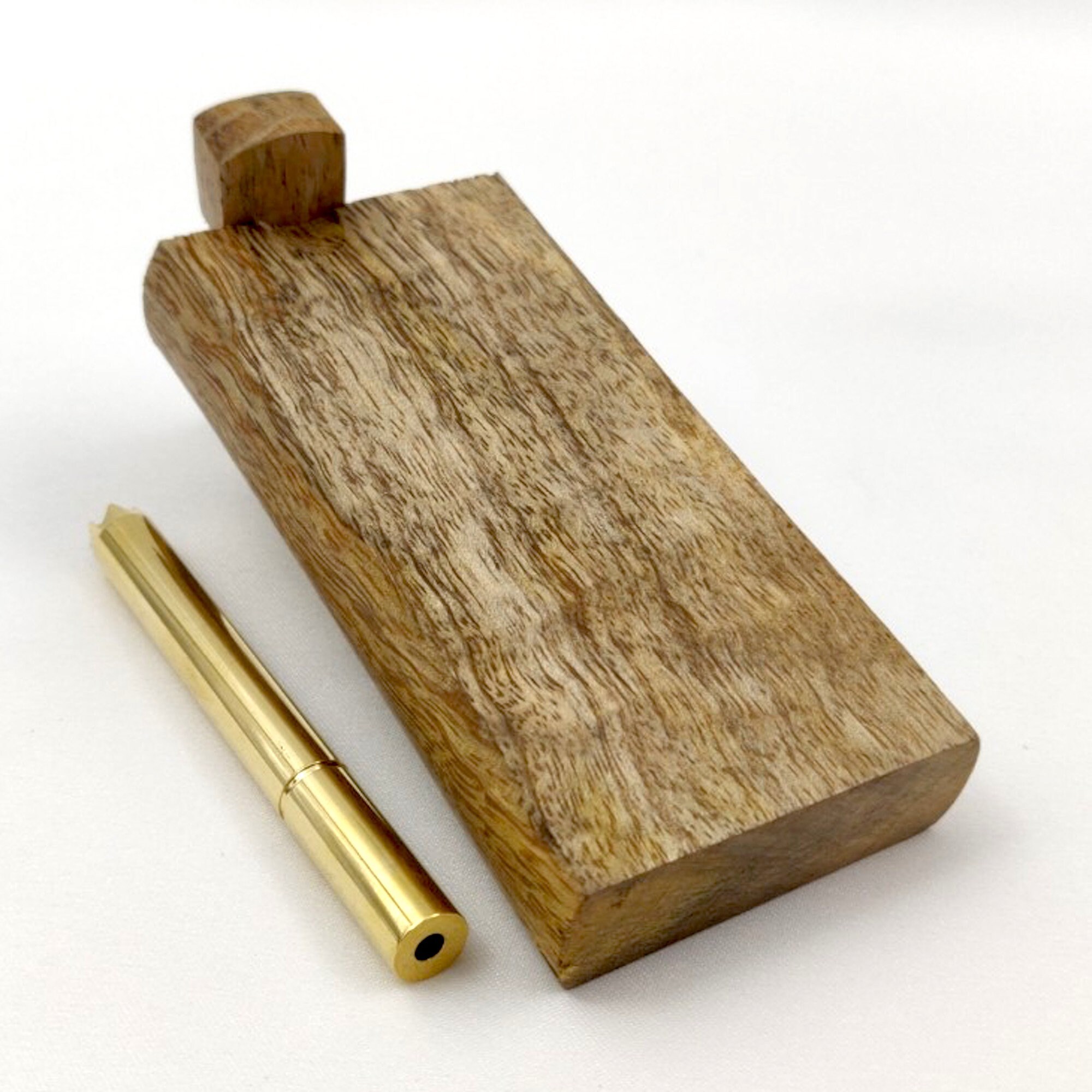 4" Mango Wood Dugout Tobacco Stash Box + (up to 3) One Hitter Pipes / 3 ...