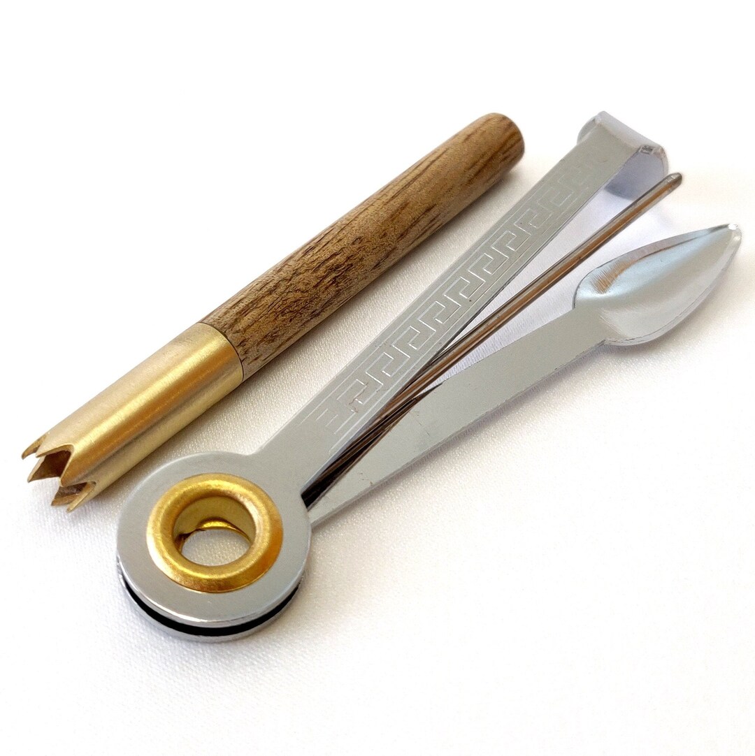 3 Inch Mango Wood and Brass One Hitter Bat, 4 Mini Pipe Screens & Multi ...