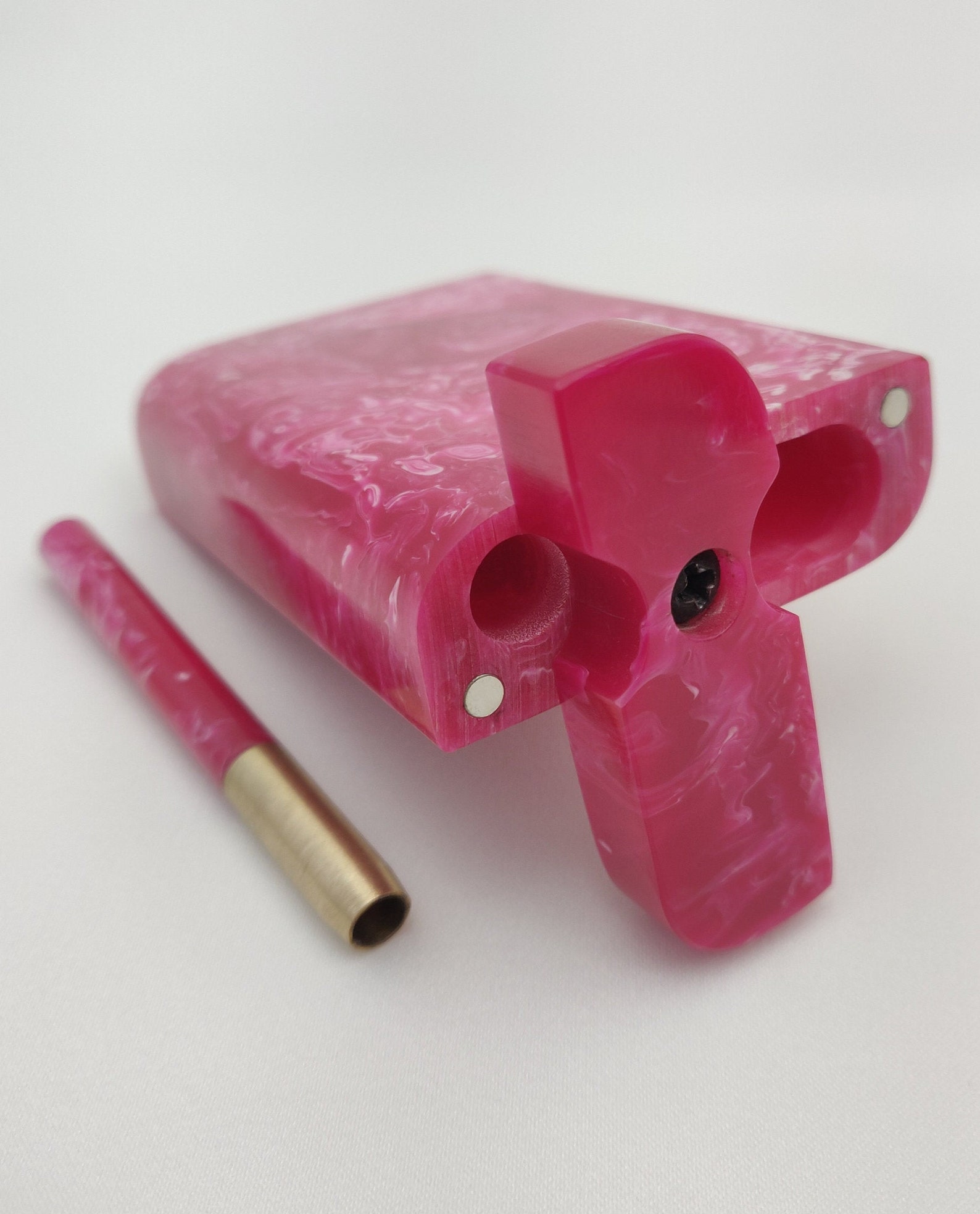 Acrylic Pink One Hitter Dugout Stash Box, Magnetic Lid, Acrylic Bat ...