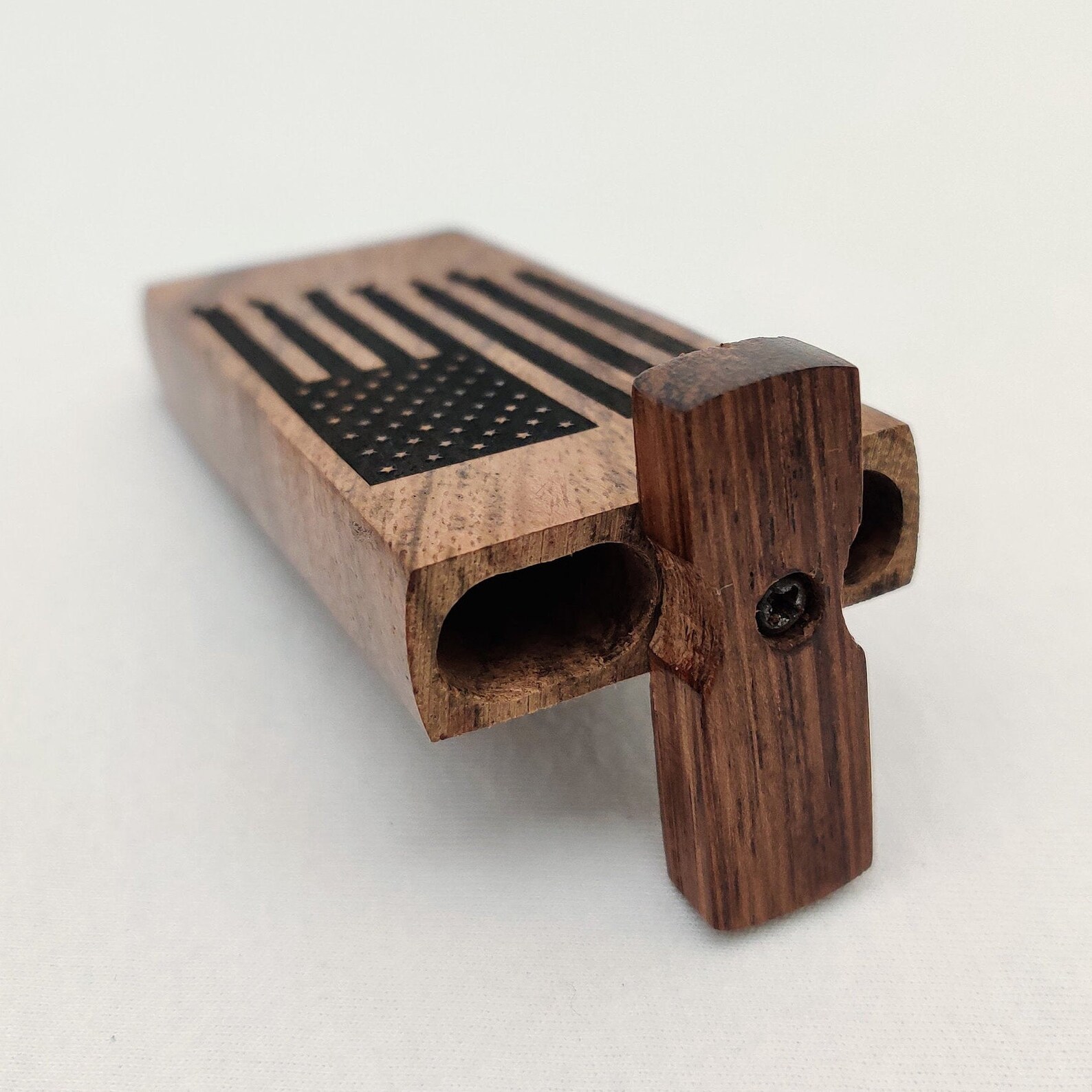 USA Flag Cannonball Wood One Hitter Dugout Stash Box Brass - Etsy