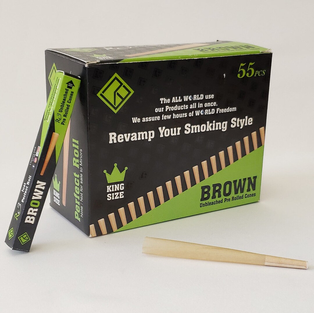 King Size 55PK Pre-rolled Cones - Brown Unbleached Cones - Tobacco Pre ...