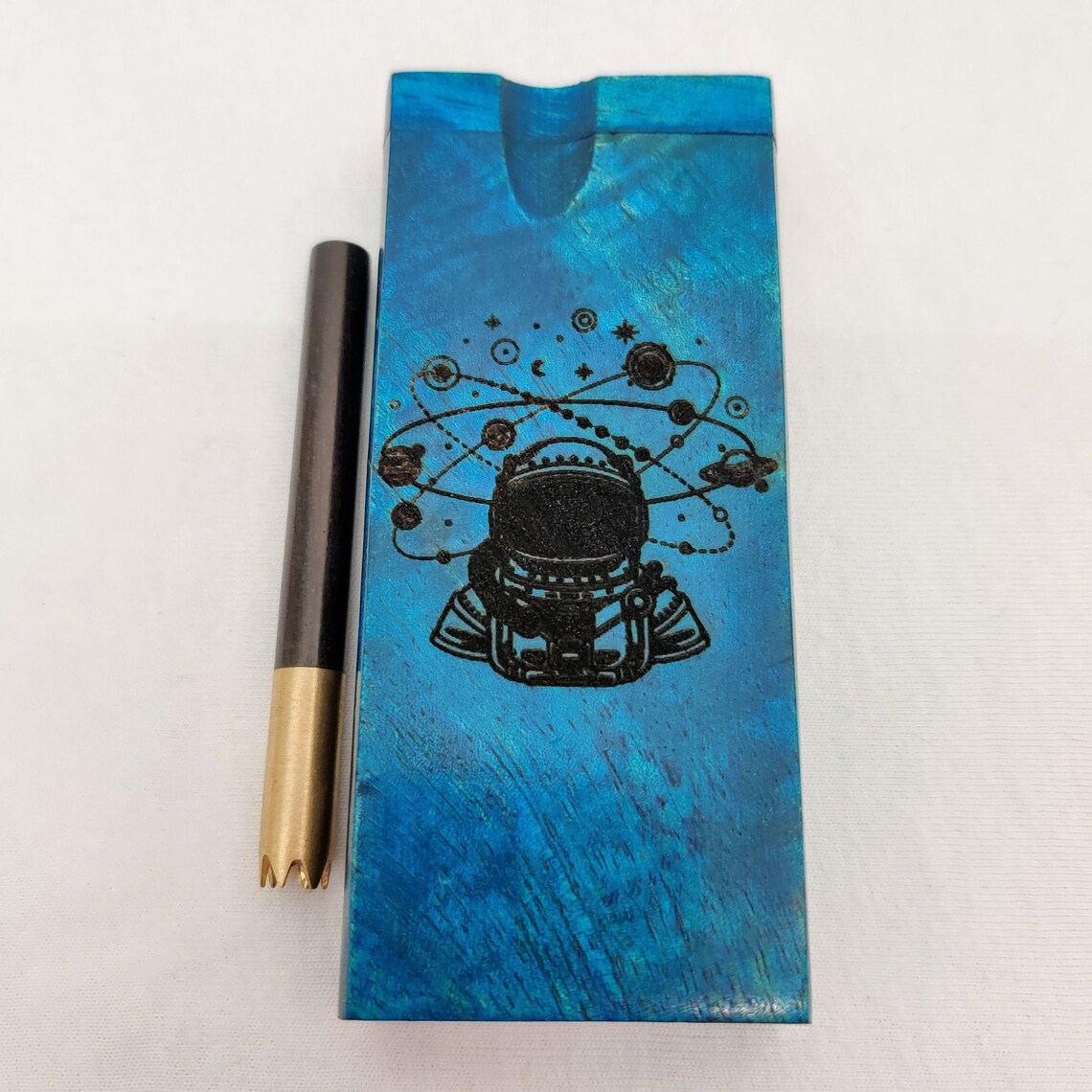 Astronaut Blue Mango Wood Dugout Stash Box Brass Bat W/ Ebony - Etsy
