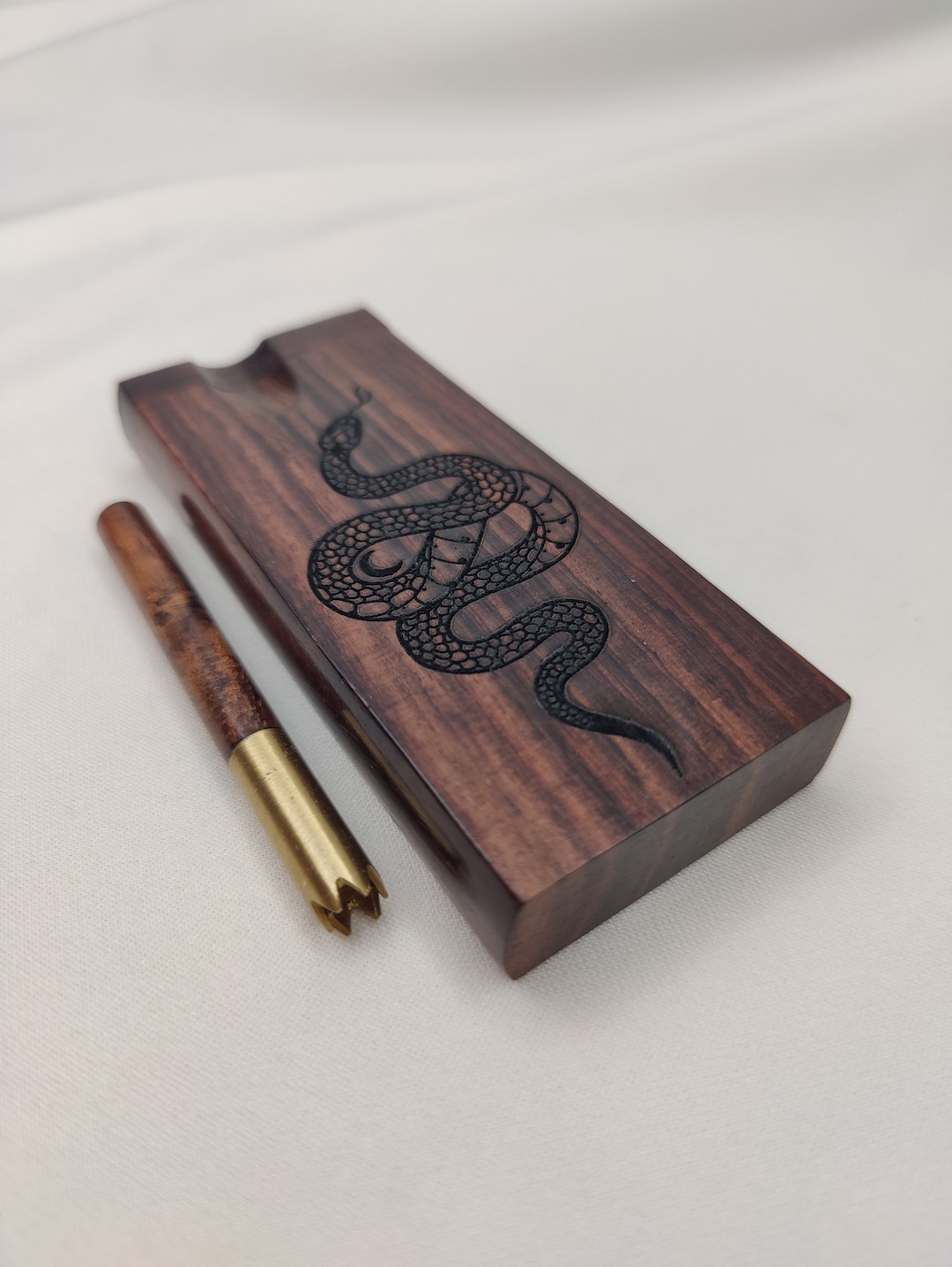 Sisso Snake One Hitter Dugout Stash Box, Brass Bat W/ Sisso Wood ...