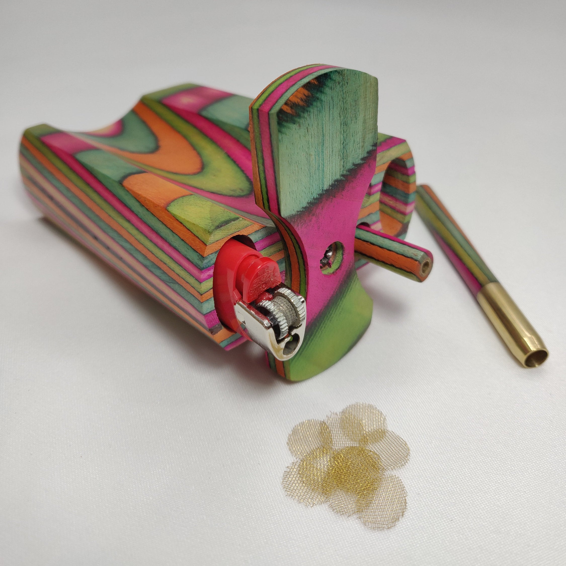 Large Rainbow Dugout Stash Box (4in) W/ 2 Brass One Hitter Bats W ...